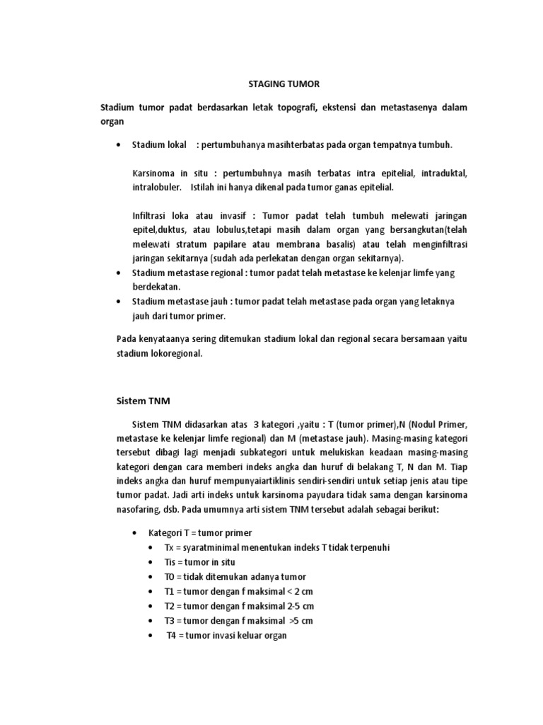 Stadium Tumor dan Sistem TNM | PDF