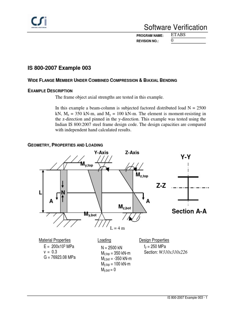 IS 800:2007 Beam-Column Design Example | PDF | Bending | Buckling