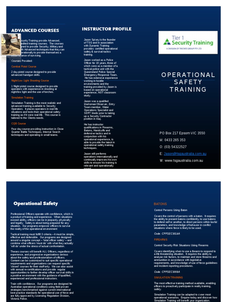 Operational Safety Training: Instructor Profile Advanced Courses | PDF ...