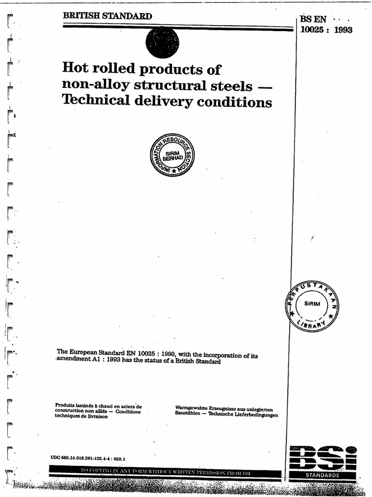 BS en 10025 - 1993 | PDF