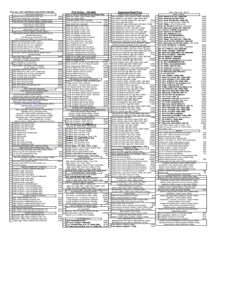 PC Express Price List | PDF | Solid State Drive | Laptop