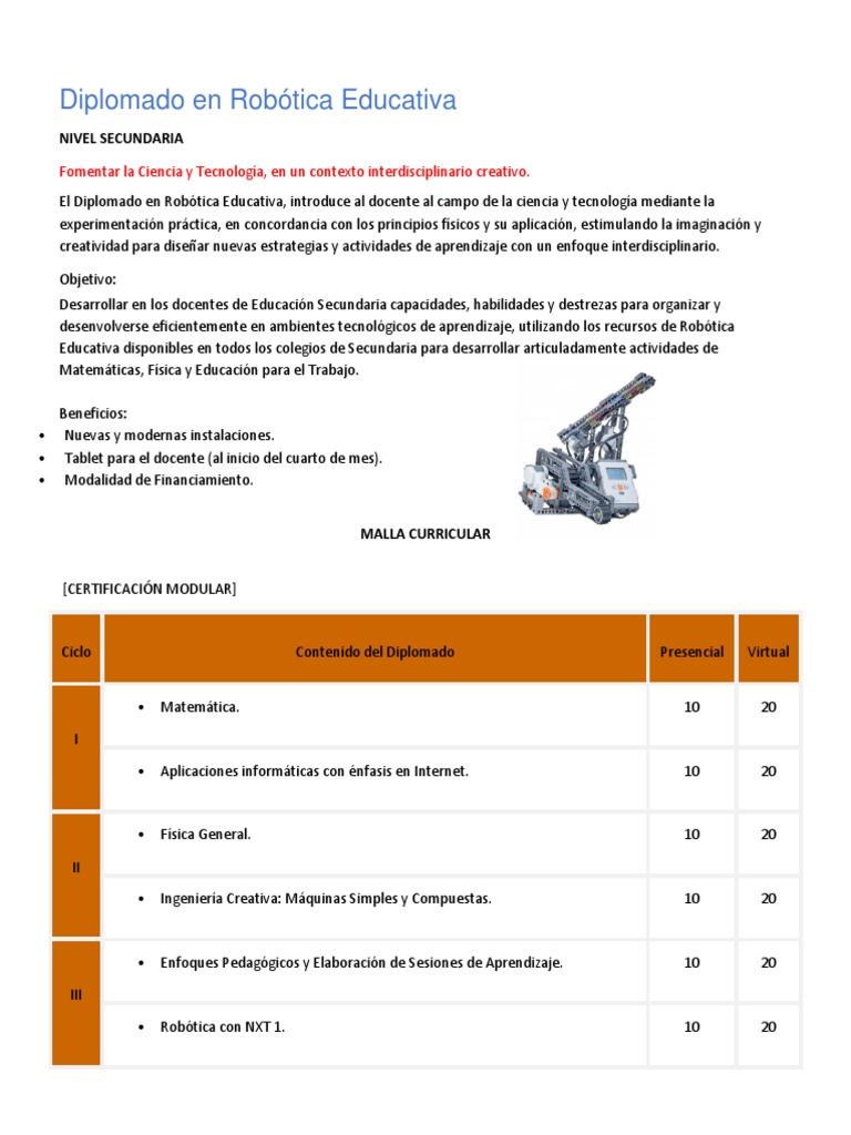 Diplomado en Robótica para Docentes | PDF | Maestros | Educación Secundaria
