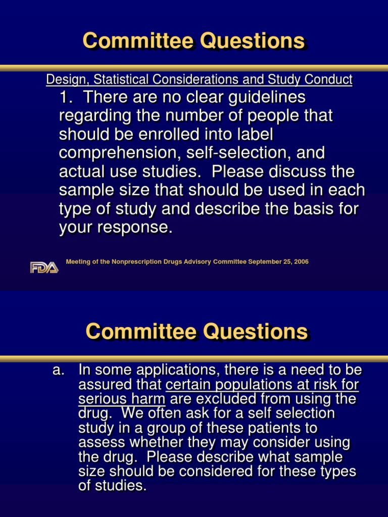 Committee Questions: Design, Statistical Considerations and Study ...