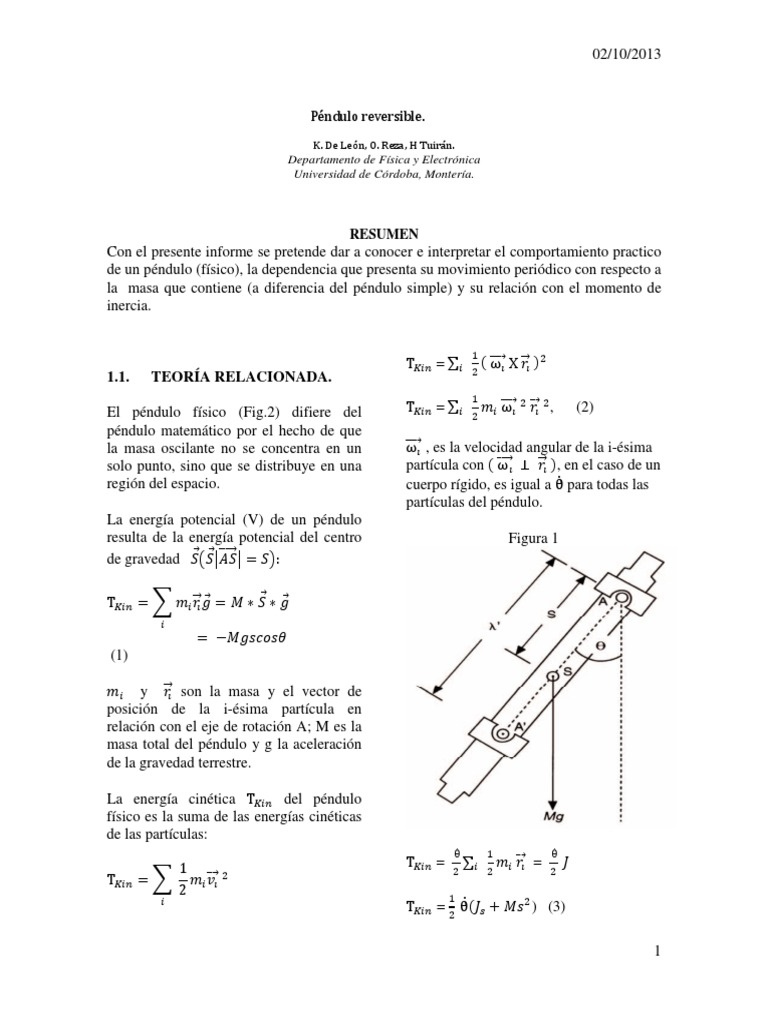 2-Péndulo Reversible | PDF | Péndulo | Rotación