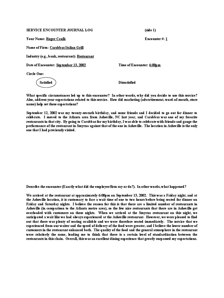 Service Encounter Journal | PDF | Asia | Length