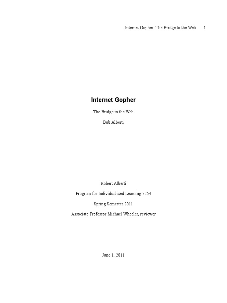 Internet Gopher - Bridge To The Web - Alberti | PDF | File Transfer ...