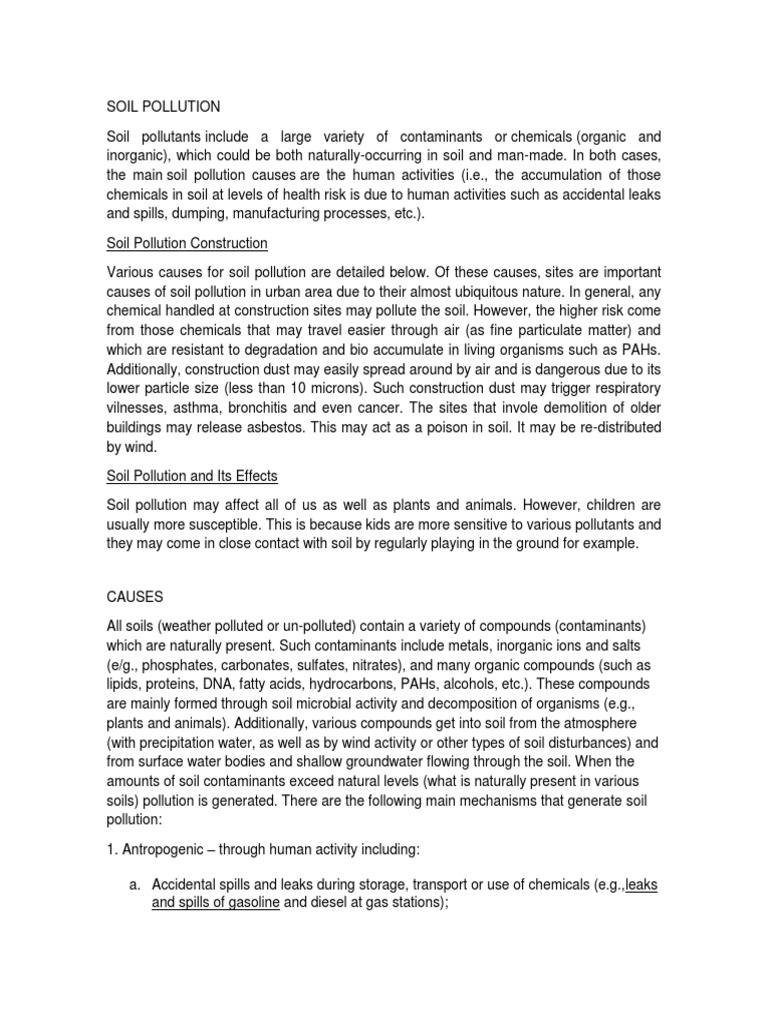 Soil Pollution | PDF | Soil | Human Impact On The Environment