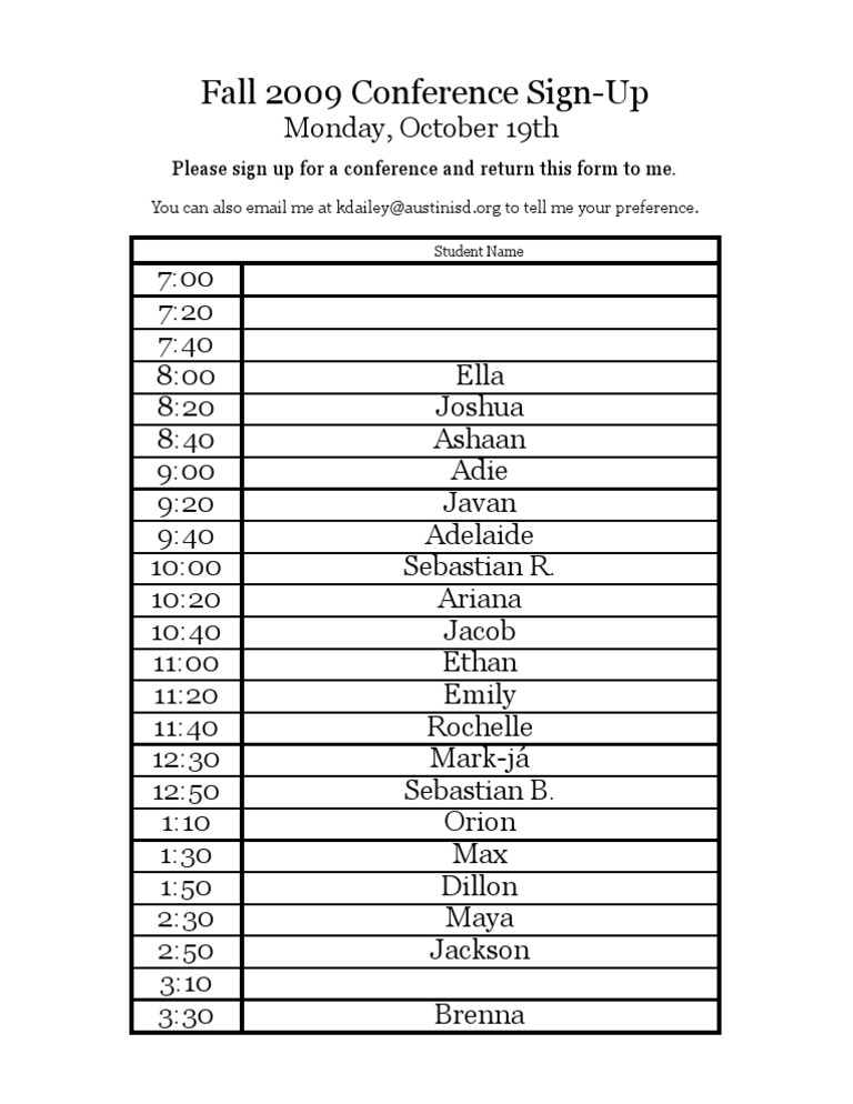 Fall 2009 Conference Schedule | PDF