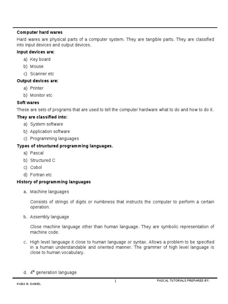 Pascal Notes Pdf Parameter Computer Programming Pointer Computer Programming