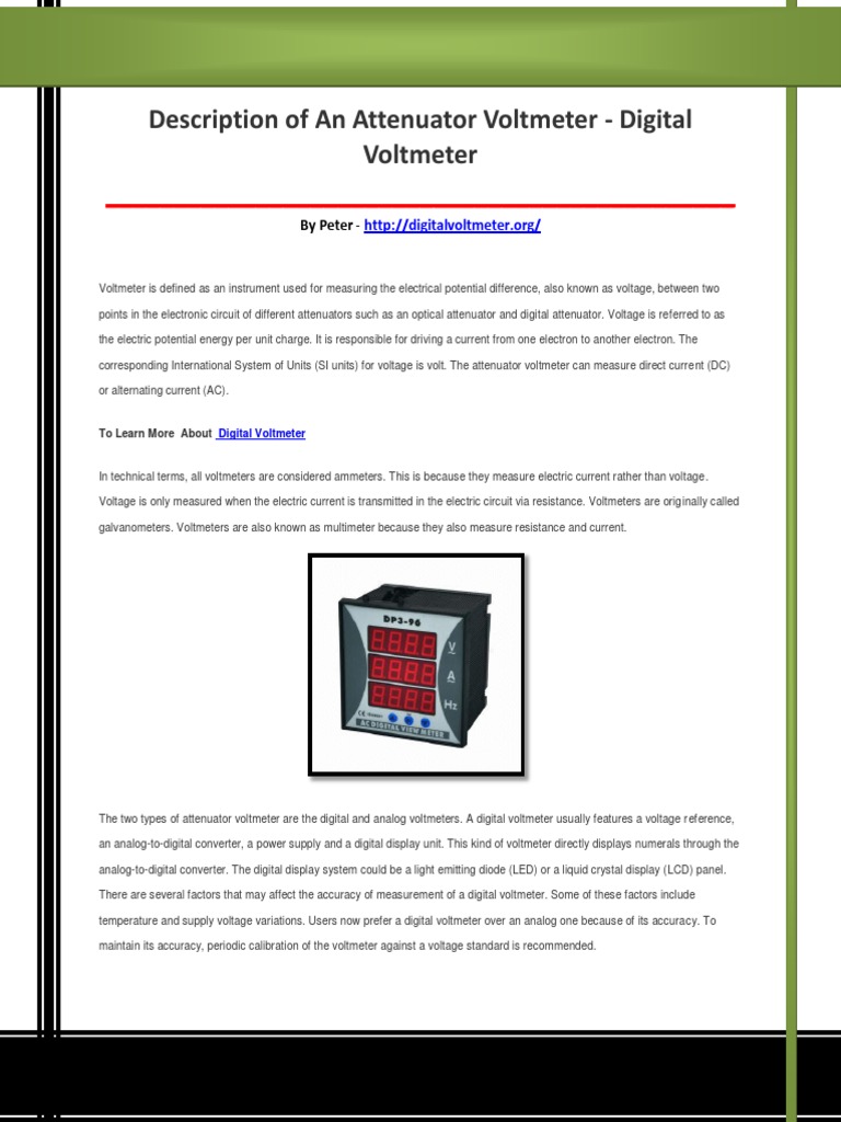 Digital Voltmeter | PDF | Voltage | Electronic Engineering