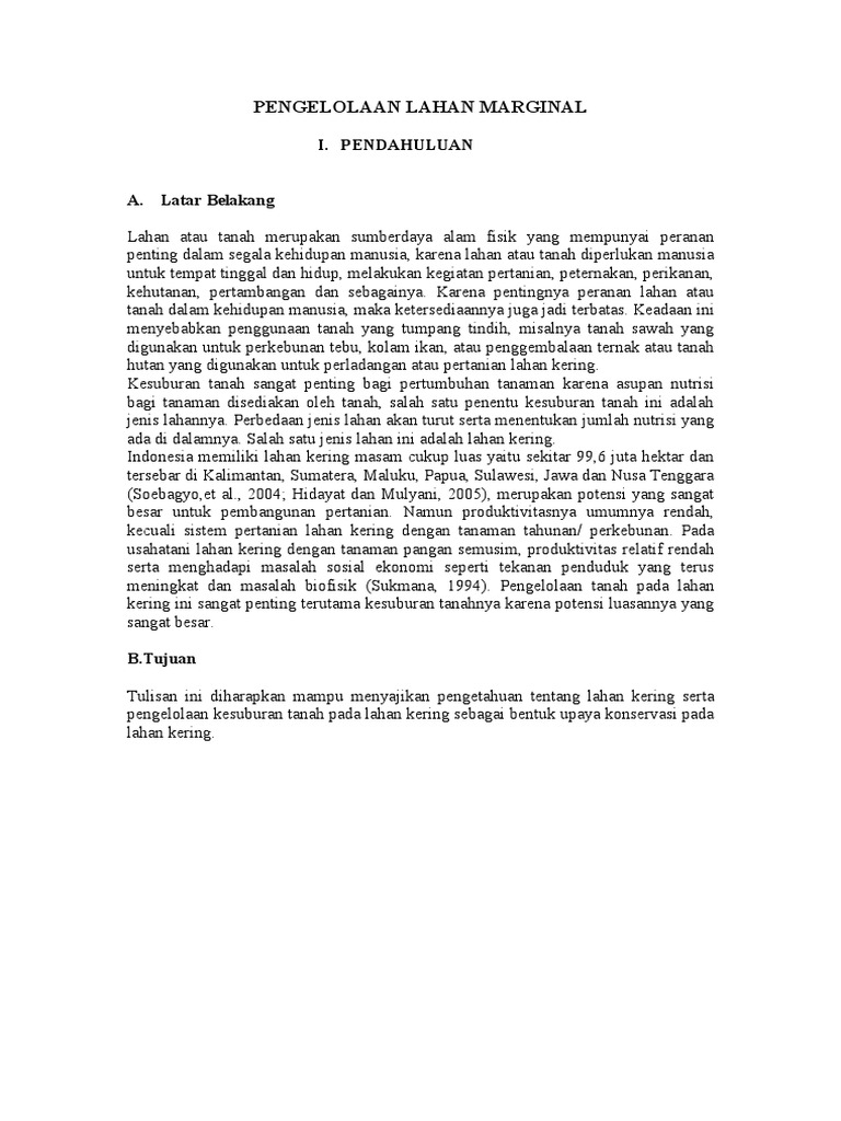 Pengelolaan Lahan Marginal | PDF