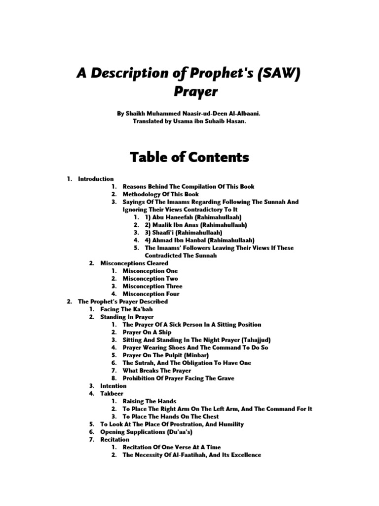 A Description of Prophet Prayer | PDF | Hadith | Muhammad