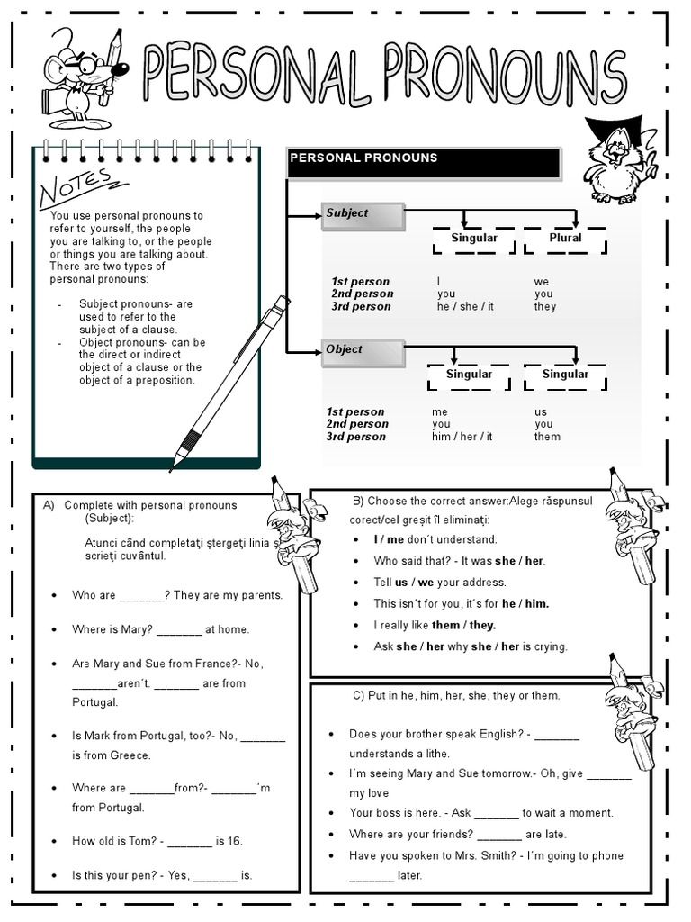 Personal-Pronouns Tema 1 | PDF | Pronoun | Object (Grammar)