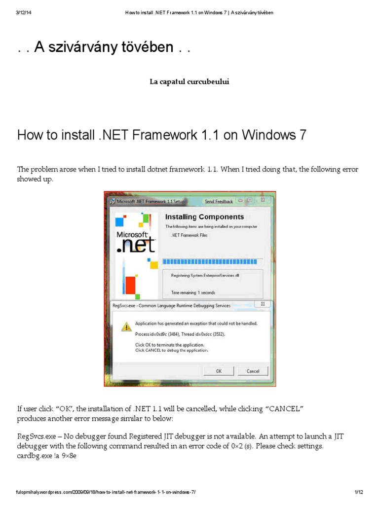 How to Install .NET Framework 1 | Windows Vista | Installation ...