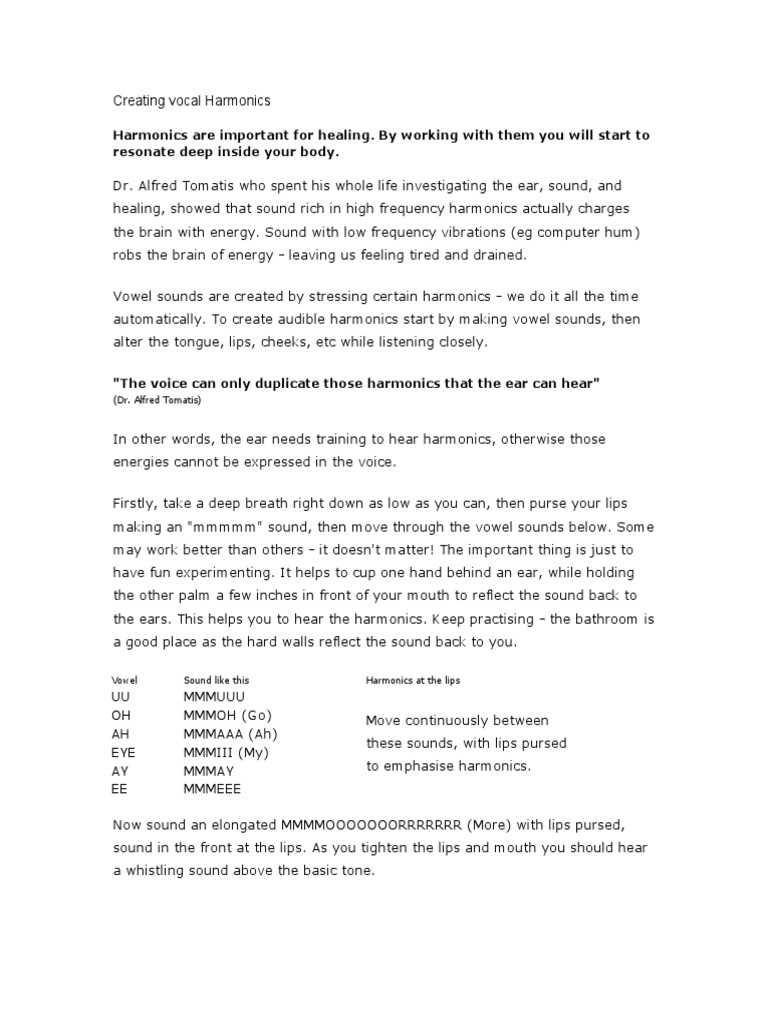 Creating Vocal Harmonics, New Vocal Sound | PDF | Harmonic | Waves