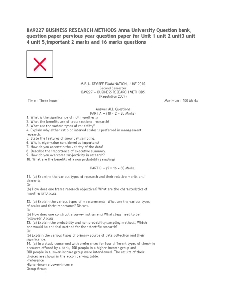 Ba9227 Business Research Methods Anna University Question Bank | PDF ...