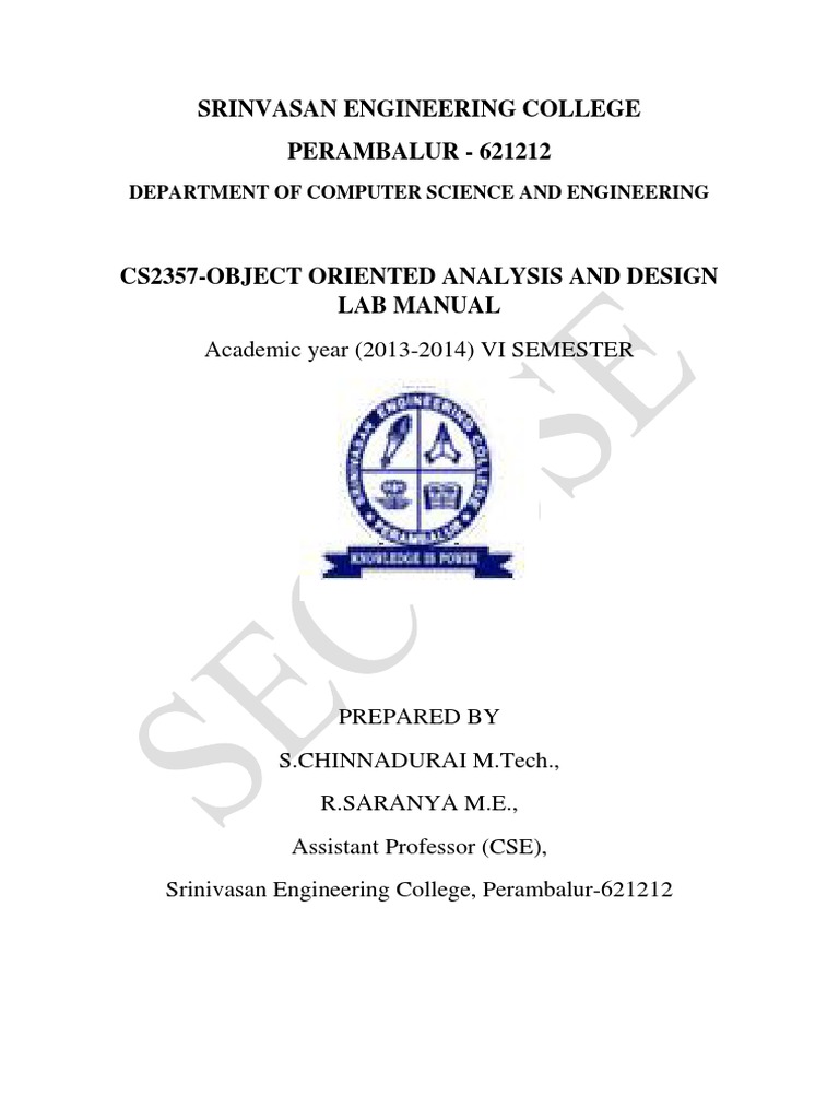 Cs2357 Ooad Lab Manual | Download Free PDF | Use Case | Authentication
