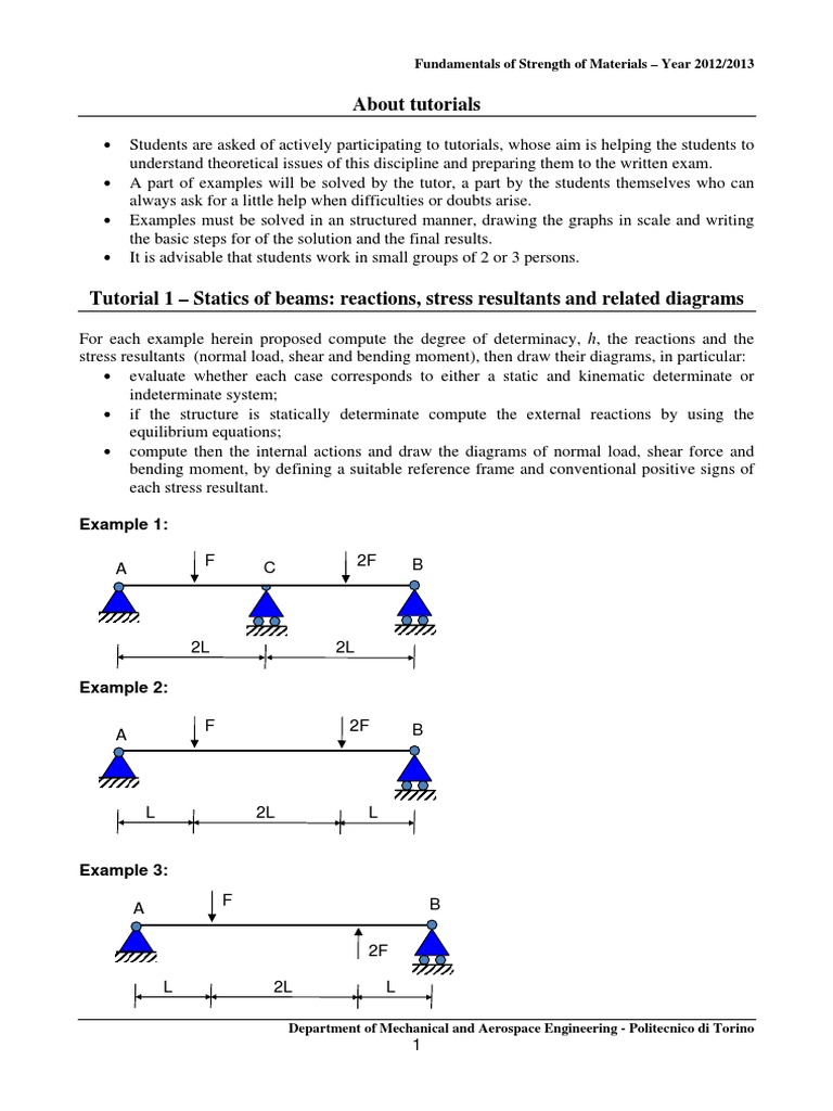 Strength of Materials Tutorial Guide | PDF | Bending | Stress (Mechanics)