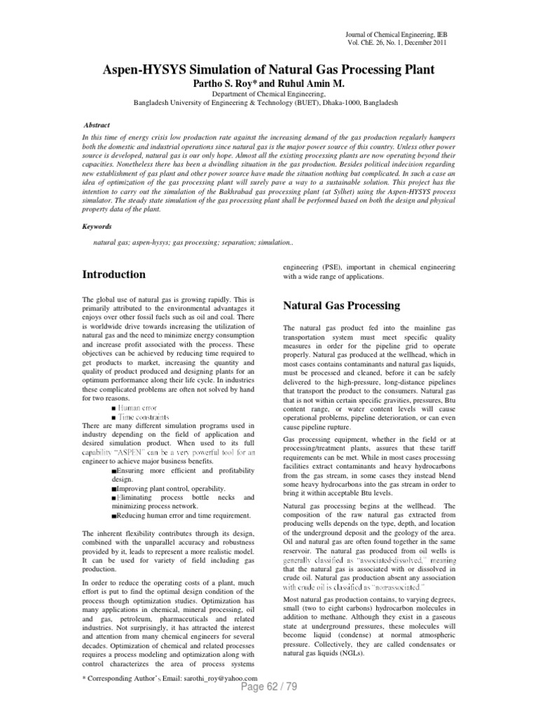 Aspen-HYSYS Simulation of Natural Gas Processing Plant | PDF | Natural Gas Processing | Natural Gas