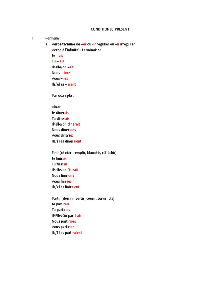 Conditionel Present | PDF | Phrase | Verbe