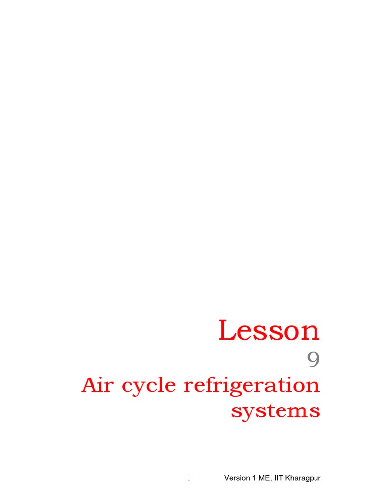Air Cycle Refrigeration Systems | PDF | Technology & Engineering