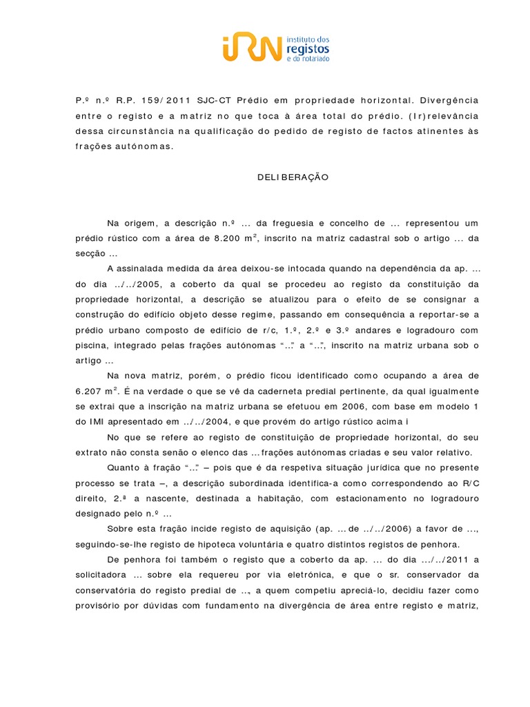 Divergência de Área em Propriedade Horizontal | PDF | Fração ...