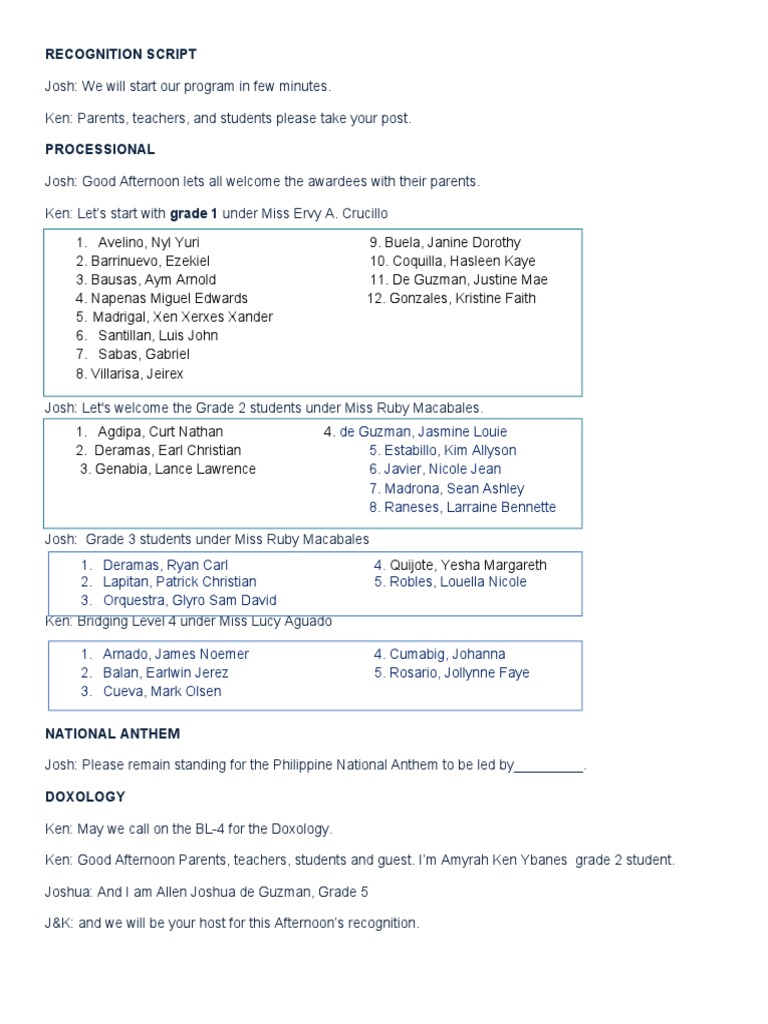 Recognition Script Final | PDF