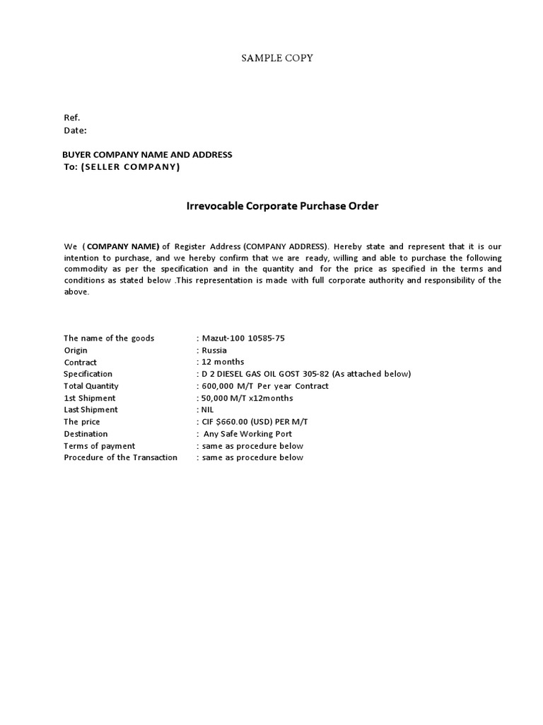 Sample ICPO | Financial Transaction | Sales