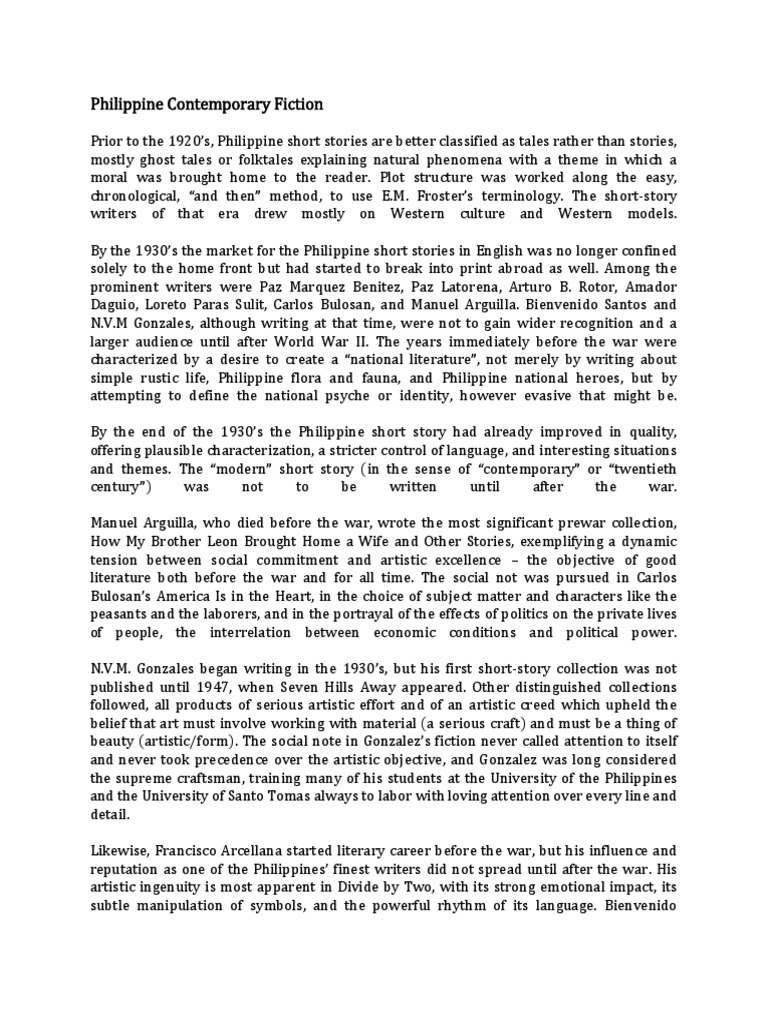 Philippine Contemporary Fiction | PDF