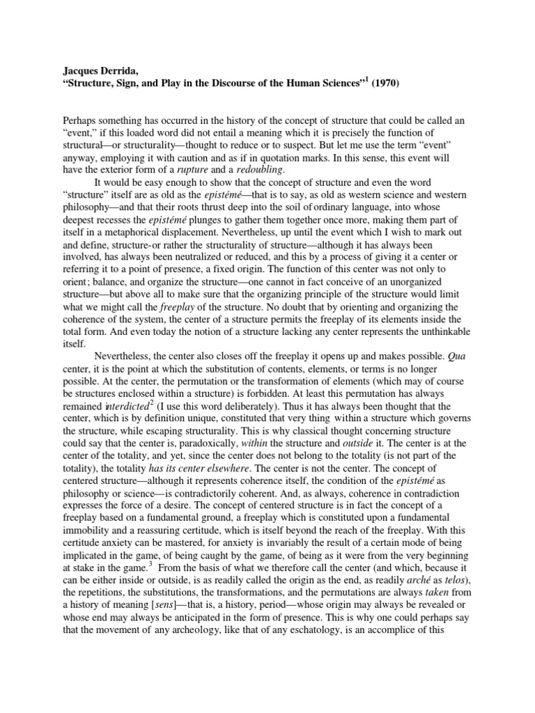 Derrida Structure Sign and Play PDF | PDF