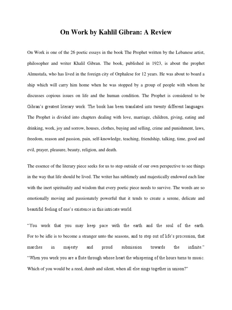 Work is Love Made Visible: An Analysis of Kahlil Gibran's Poem 'On Work ...