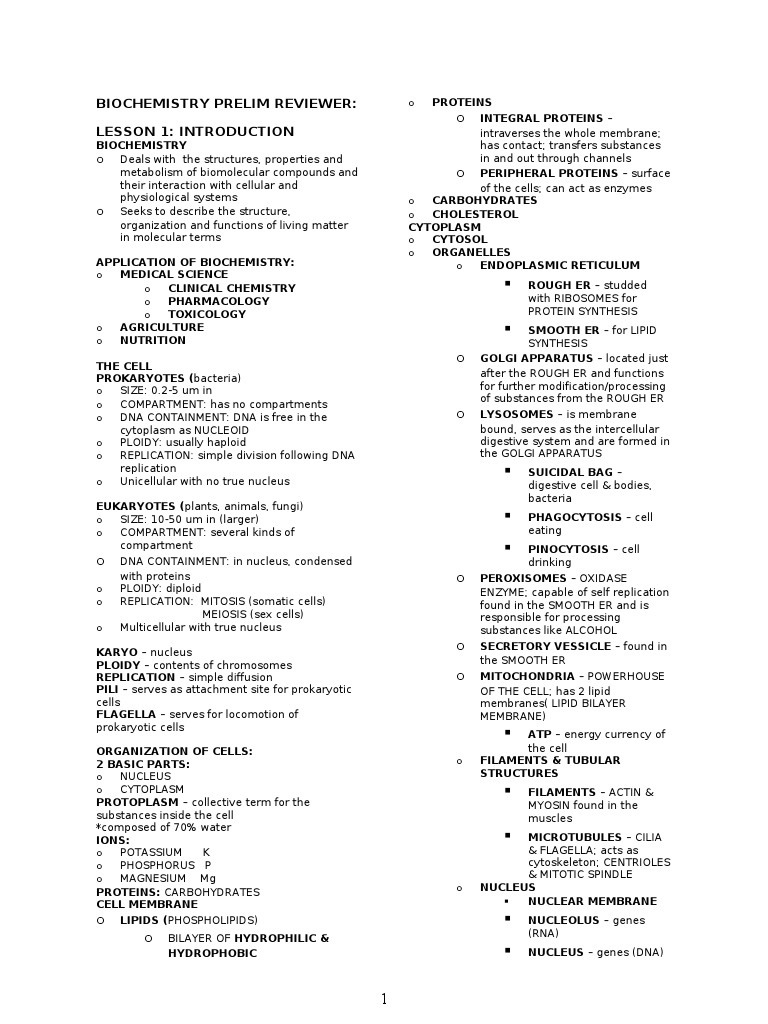 Biochemistry Prelim Reviewer | PDF | Enzyme Inhibitor | Cell (Biology)
