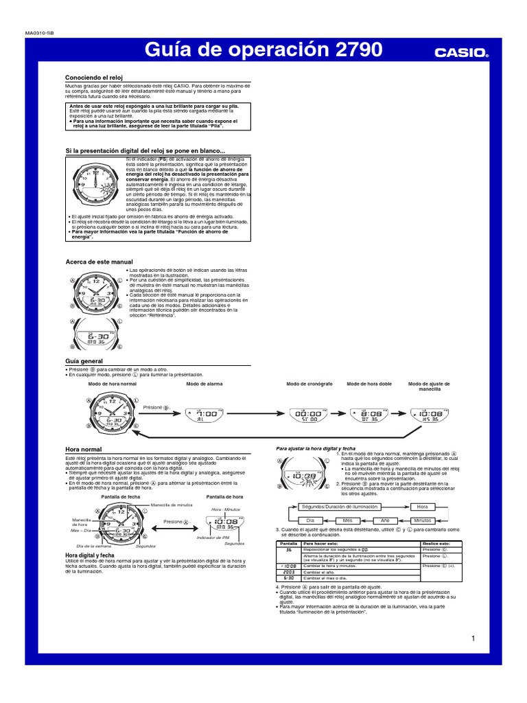 Casio 2790 | PDF | Reloj | Batería recargable