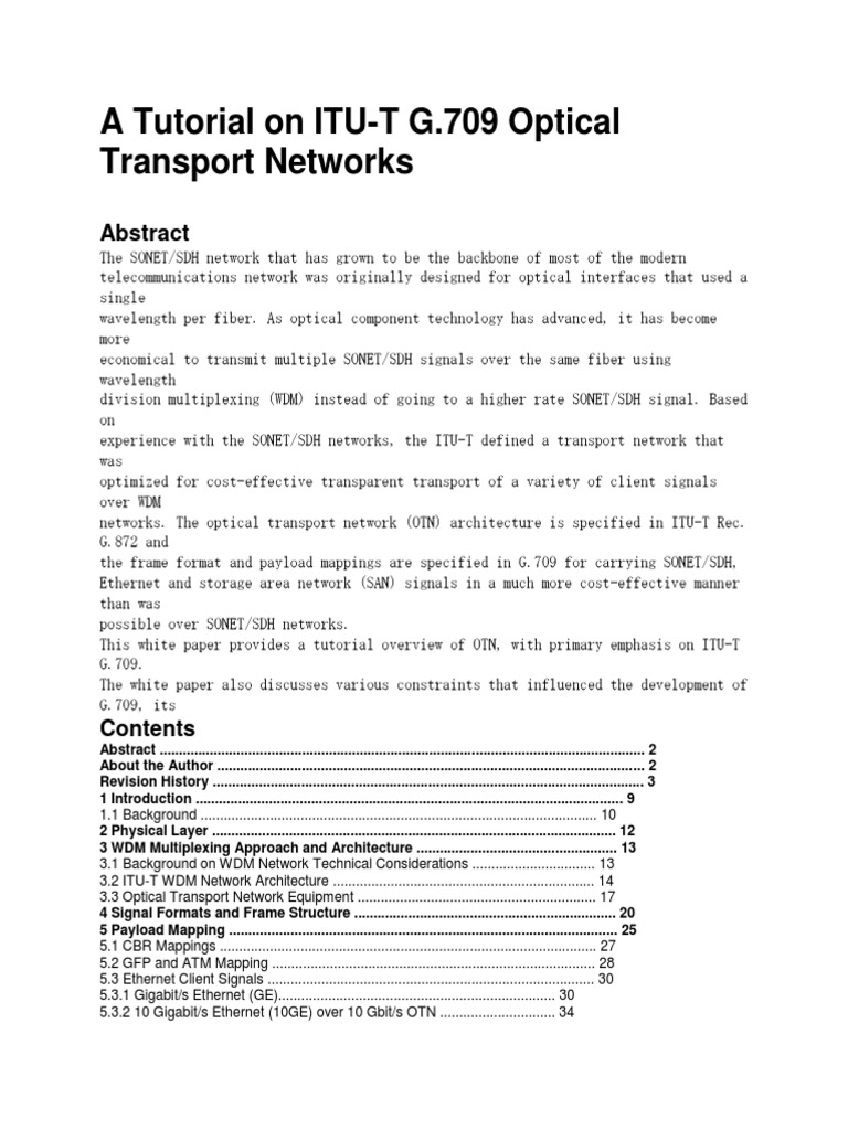 Optical Transport Network Pdf Wavelength Division Multiplexing
