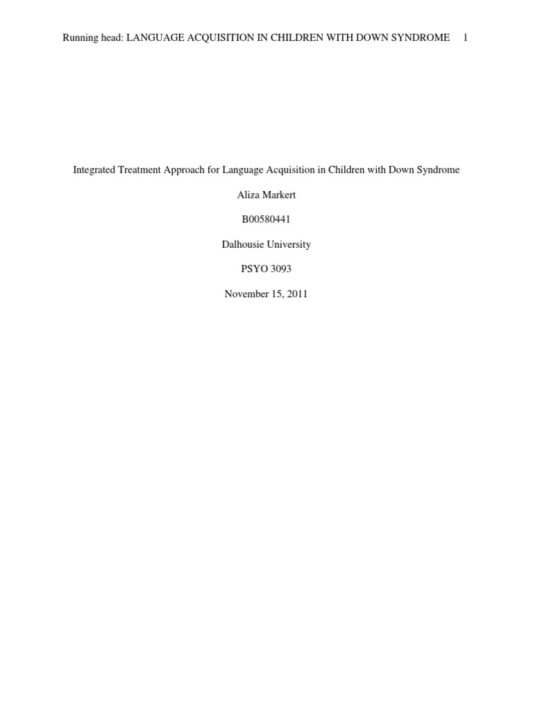Language Development in Down Syndrome | PDF | Language Acquisition ...