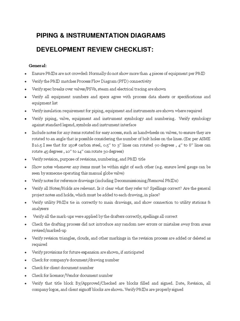 Engineering Checklist | PDF | Valve | Hvac
