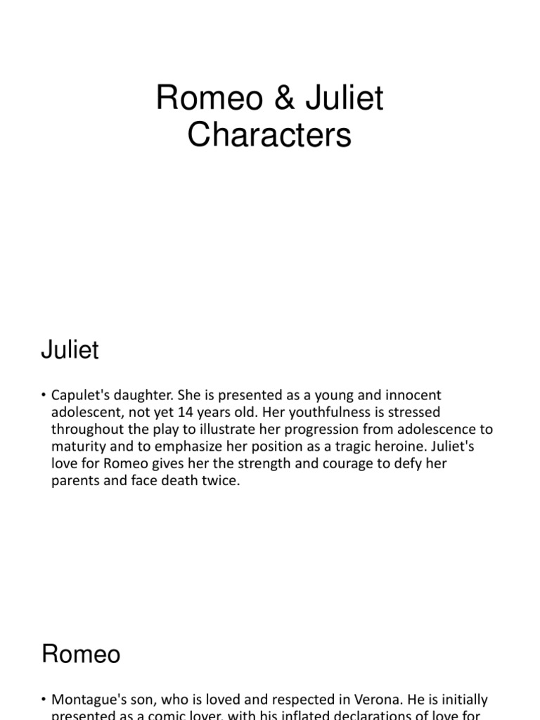 Romeo & Juliet Characters | PDF | Characters In Romeo And Juliet ...