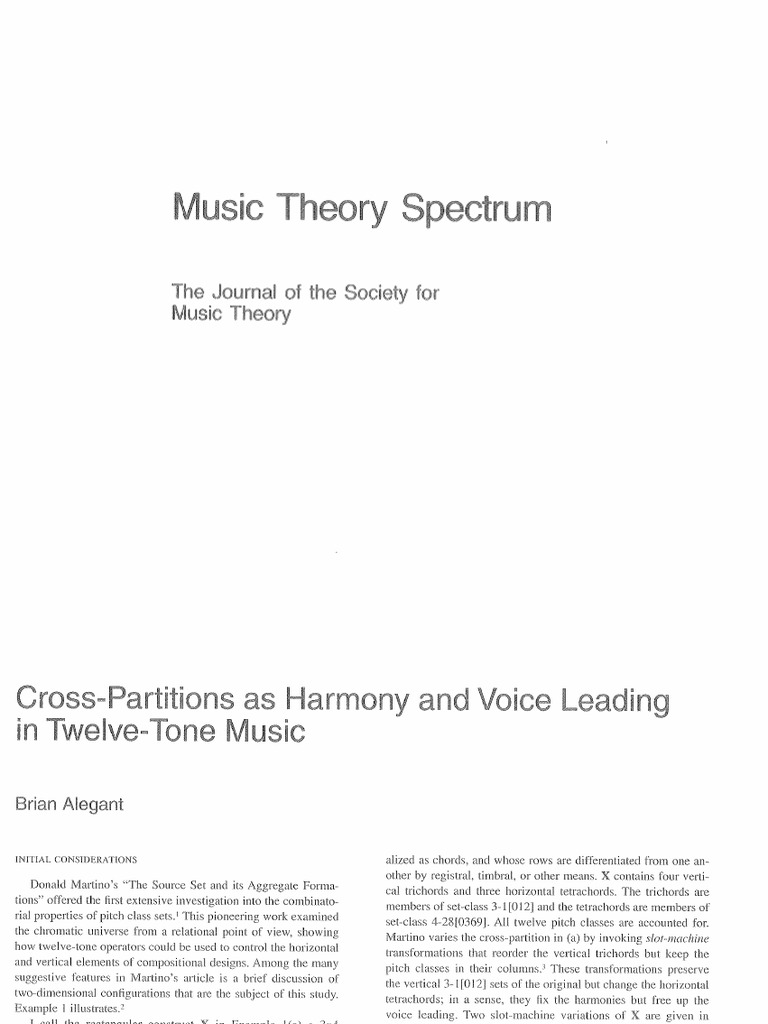 Brian Alegant - Cross Partitions As Harmony and Voice-Leading in Twelve ...
