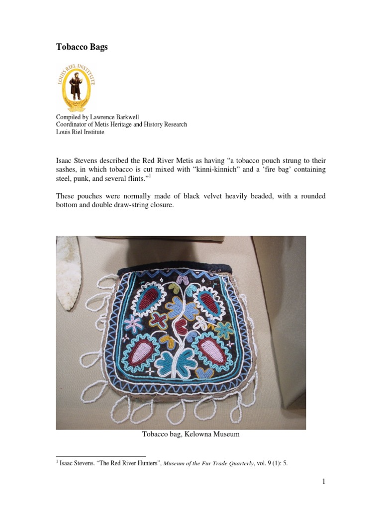 Metis Tobacco Bags | PDF | Social Science | Travel