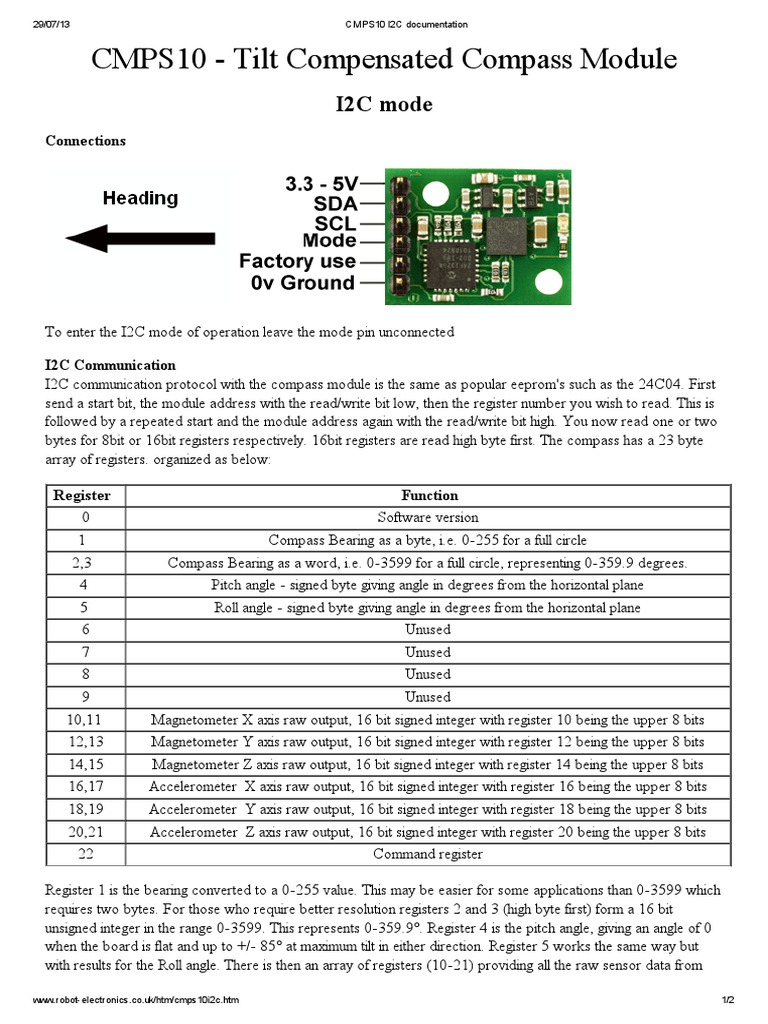 CMPS10 I2C Documentation | PDF | Computer Engineering | Computer Hardware