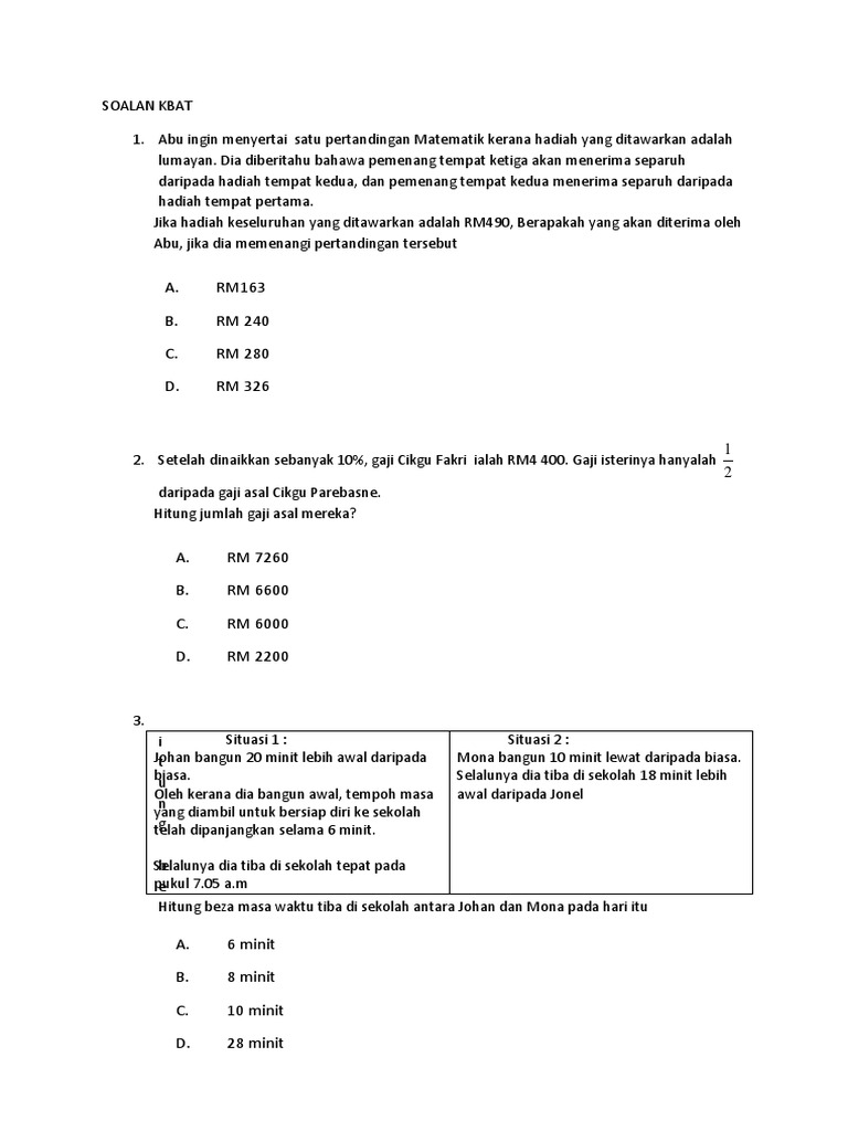 Soalan Kbat | PDF