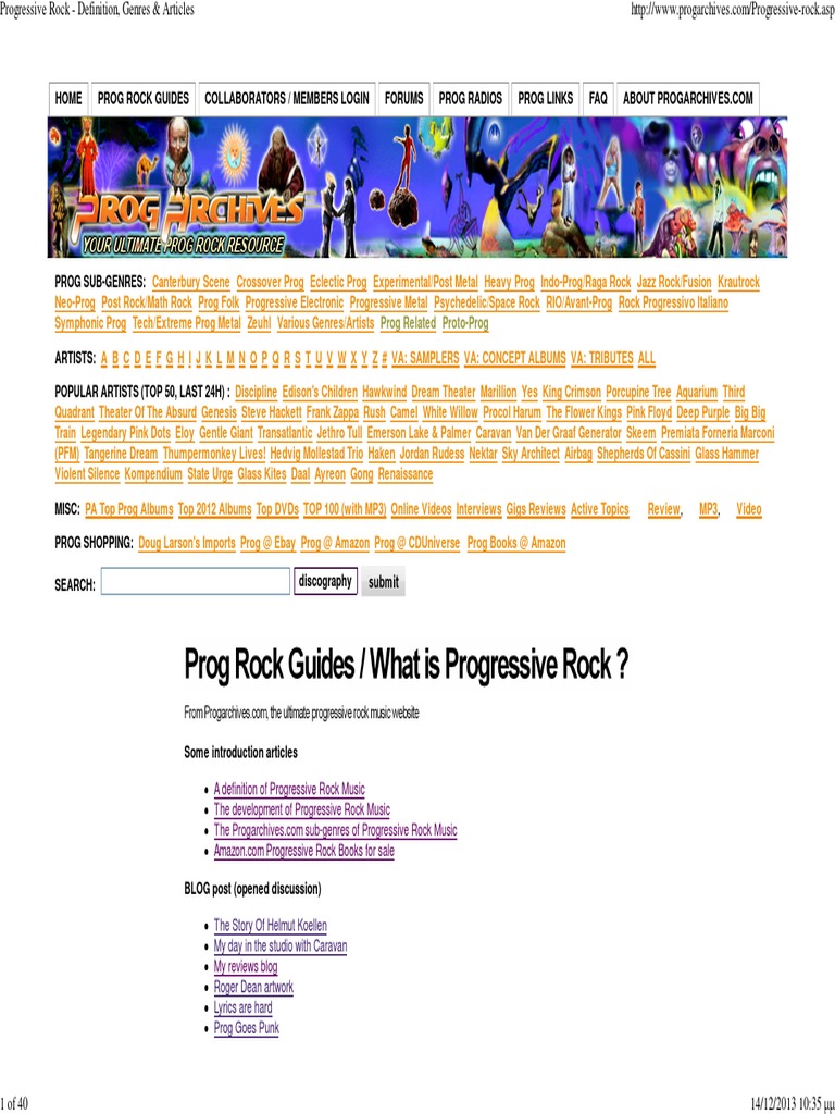Progressive Rock - Definition, Genres & Articles | PDF | Progressive ...