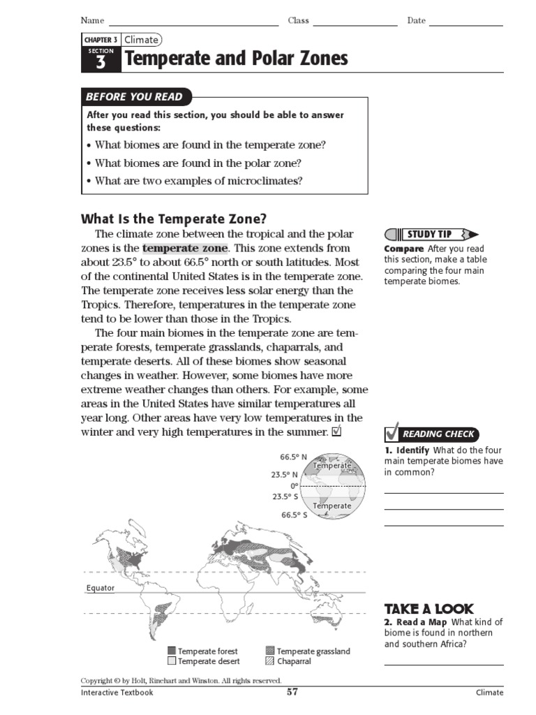Interactive Textbook Section 3 Temperate and Polar Zones | PDF ...