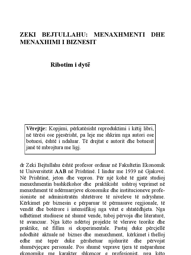 Menaxhmenti Dhe Menaxhimi I Biznesit | PDF