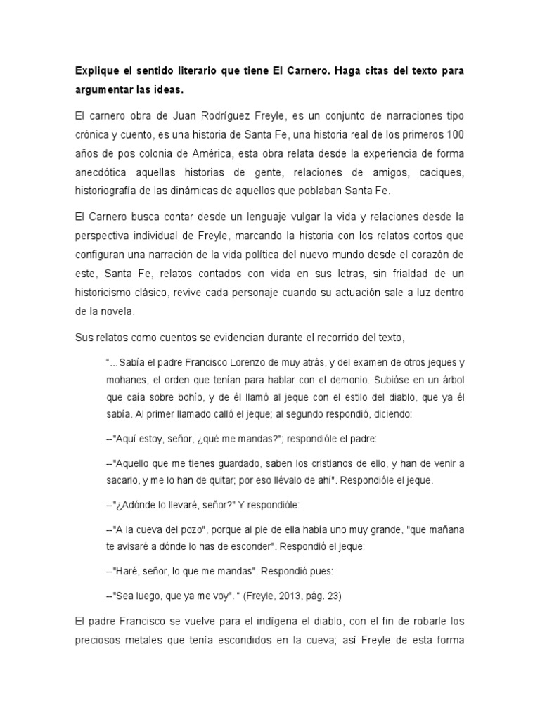 El Carnero Obra De Juan Rodr guez Freyle PDF Religi n Y Creencia