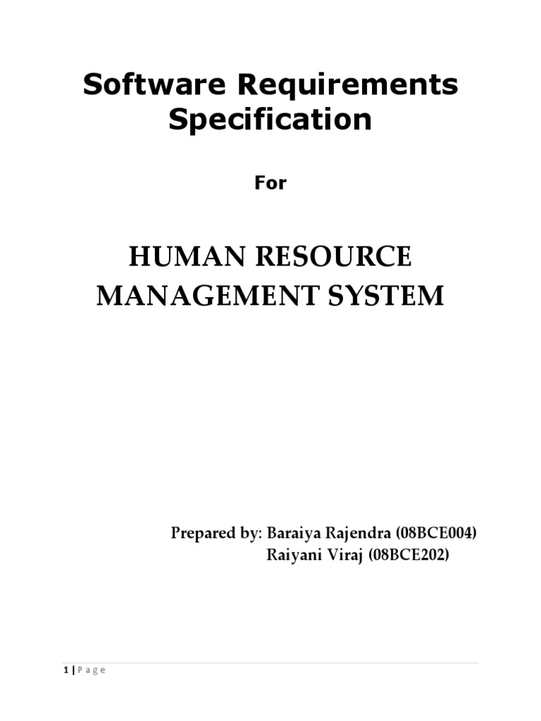 Final Project Srs Hrms Pdf Human Resource Management Areas Of