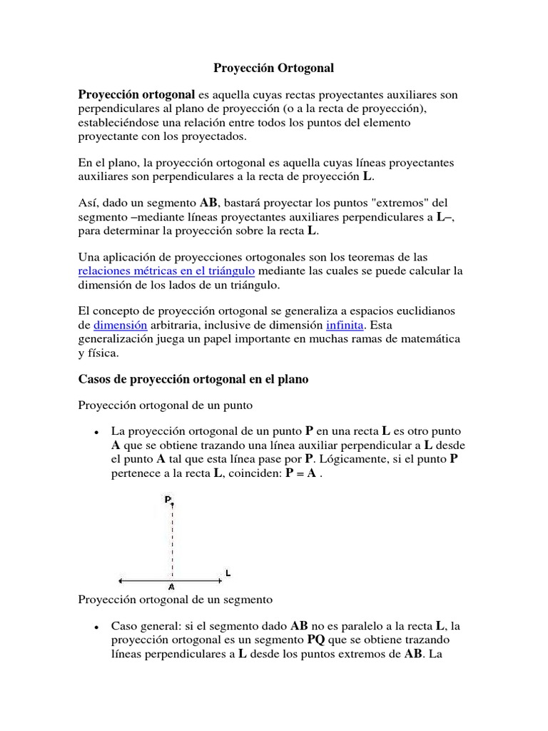 Proyección Ortogonal | PDF | Perpendicular | Línea (geometría)
