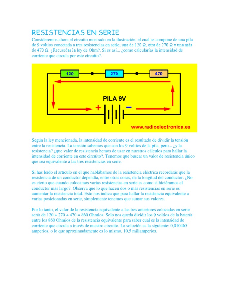 Resistencias en Serie y Paralelo | PDF | Resistencia Eléctrica y ...
