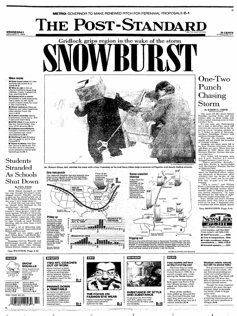 1994 Snowburst | PDF | Syracuse | Snow Or Ice Weather Phenomena