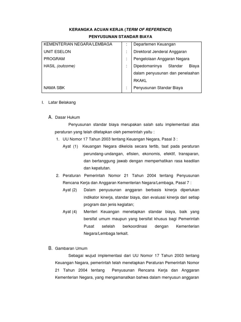 Contoh TOR Buat SBK | PDF | Bisnis